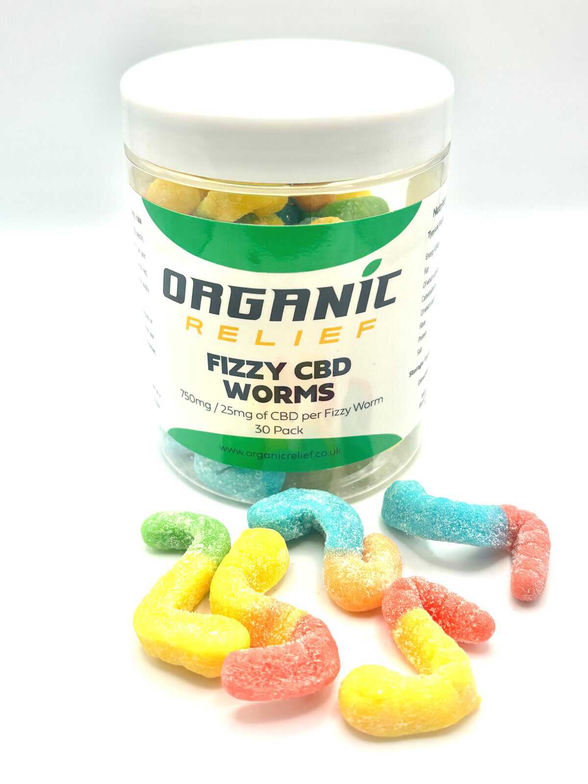 CBD Fizzy Worms 25mg • Organic Relief